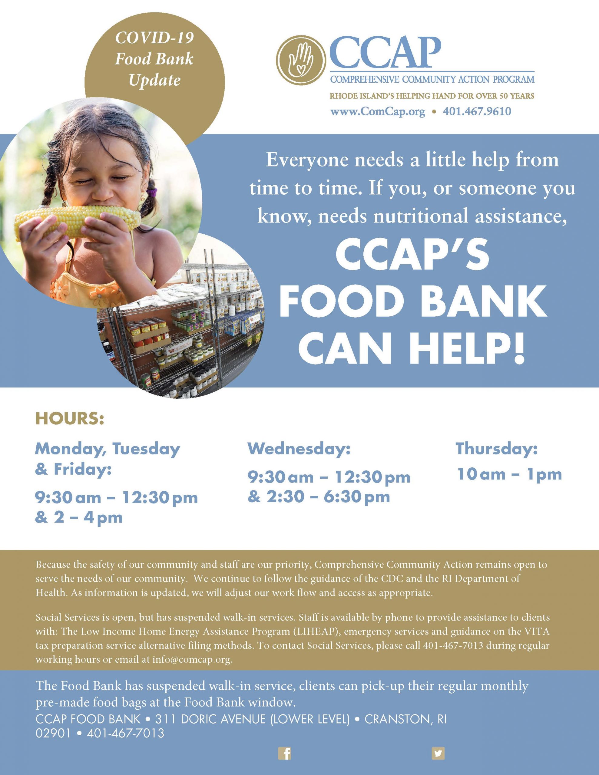 CCAP Food Bank Flyer COVID 19 Comprehensive Community Action Program